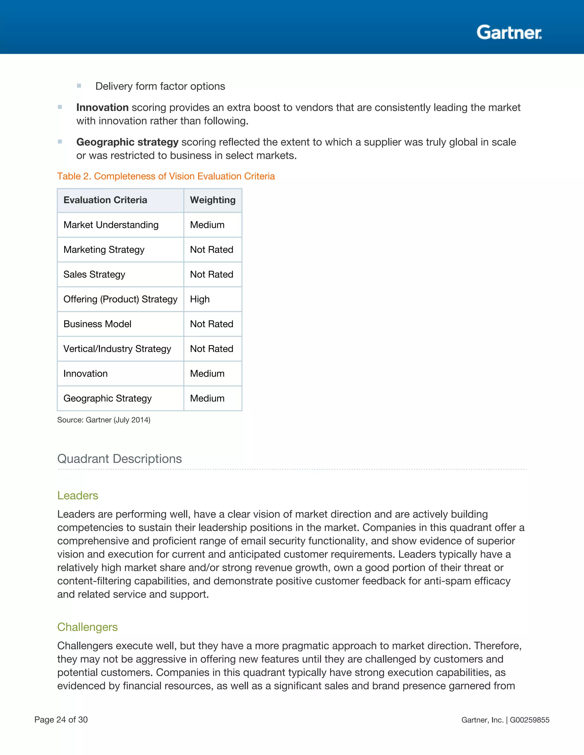 Gartner Magic Quadrant for Secure Email Gateways 2014 | PDF