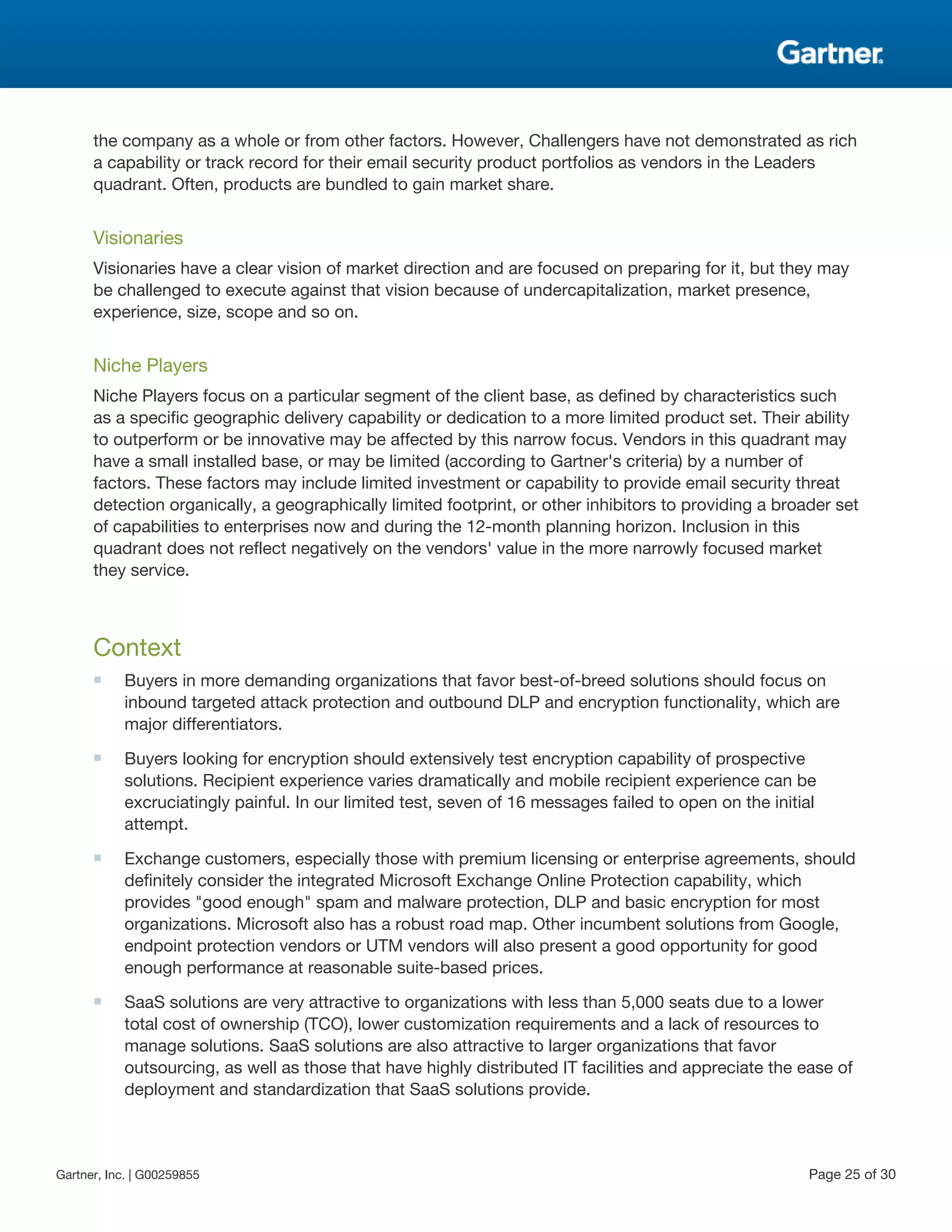 Gartner Magic Quadrant for Secure Email Gateways 2014 | PDF