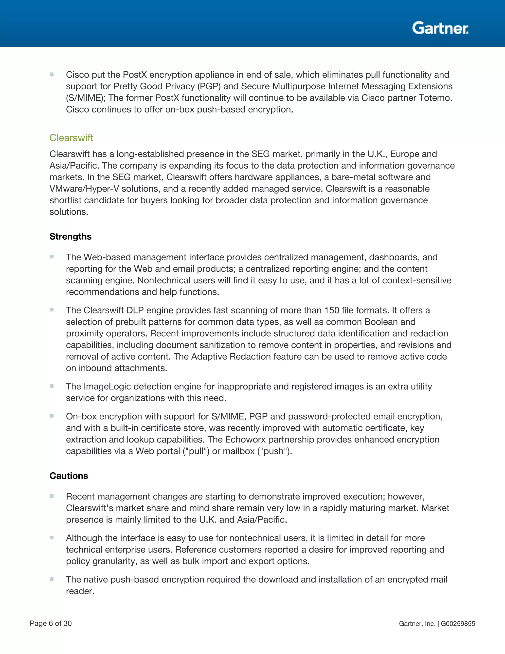 Gartner Magic Quadrant for Secure Email Gateways 2014 | PDF