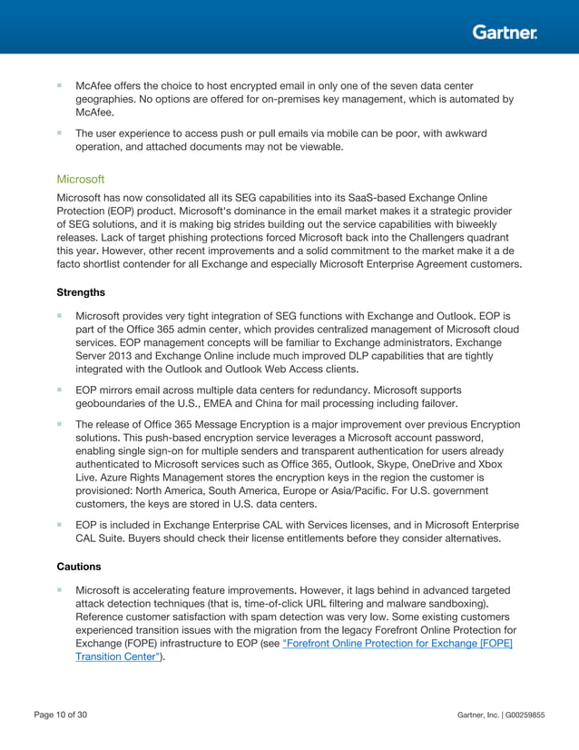 Gartner Magic Quadrant for Secure Email Gateways 2014 | PDF