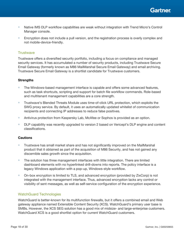 Gartner Magic Quadrant for Secure Email Gateways 2014 | PDF