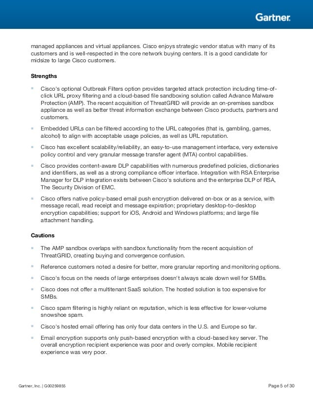 Gartner Magic Quadrant for Secure Email Gateways 2014