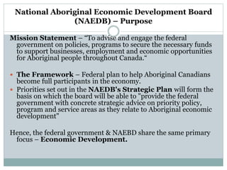 ABORIGINAL ECONOMIC DEVELOPMENT - Econ 4110 Group 2 | PPT