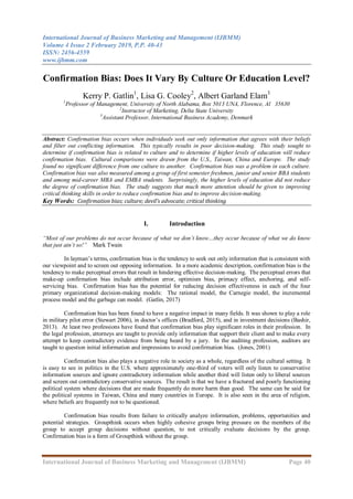 Confirmation Bias: Does It Vary By Culture Or Education Level? | PDF