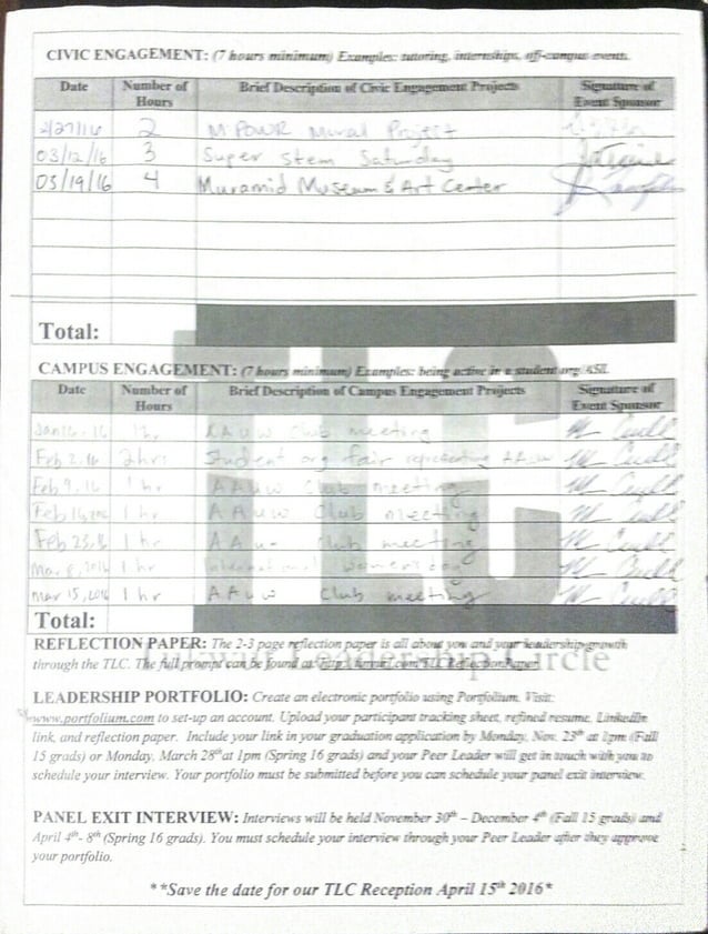 TLC track sheet | PDF