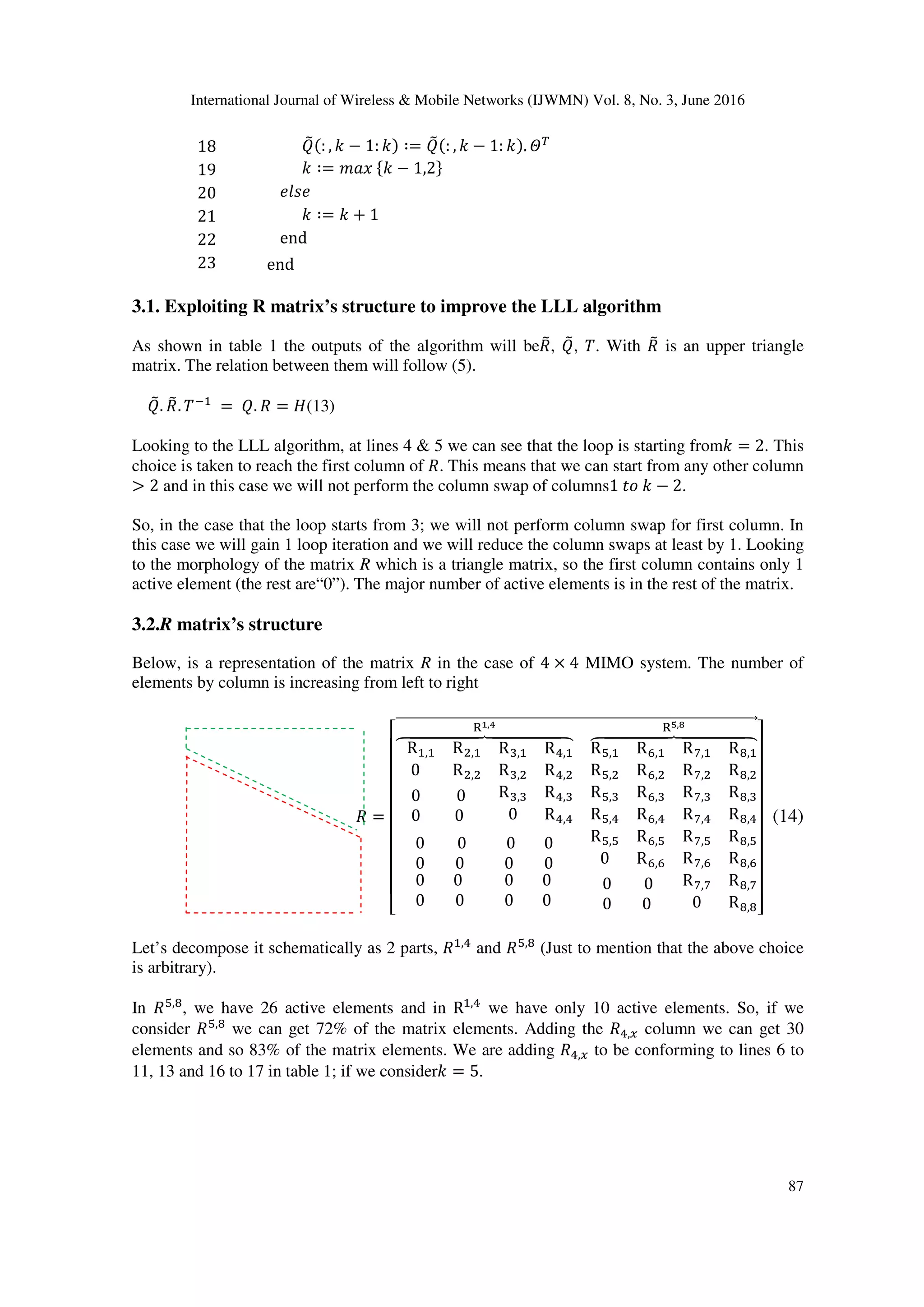 Modified Lll Algorithm With Shifted Start Column For Complexity Reduction Pdf