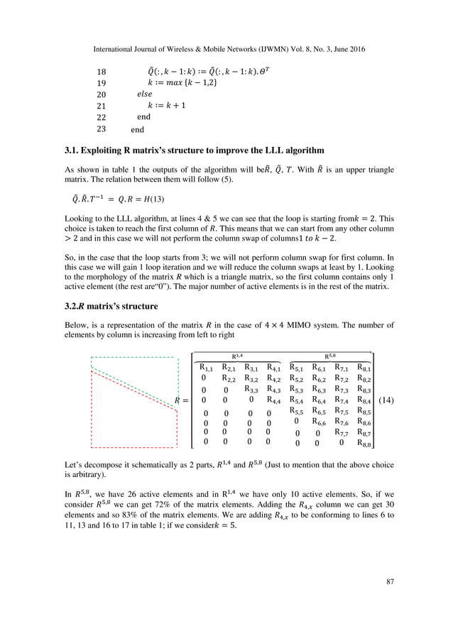 Modified Lll Algorithm With Shifted Start Column For Complexity Reduction Pdf