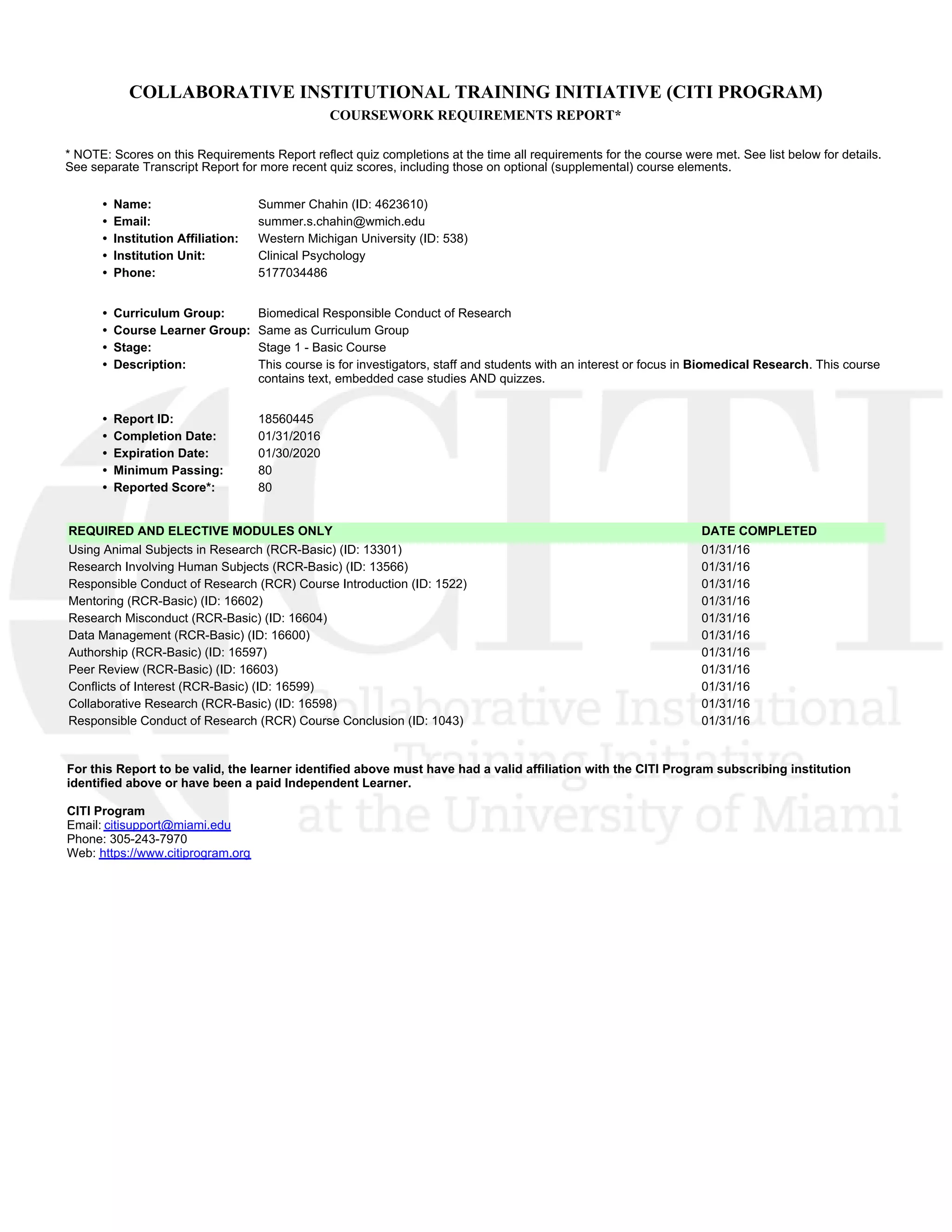 Biomedical responsibility citi training | PDF