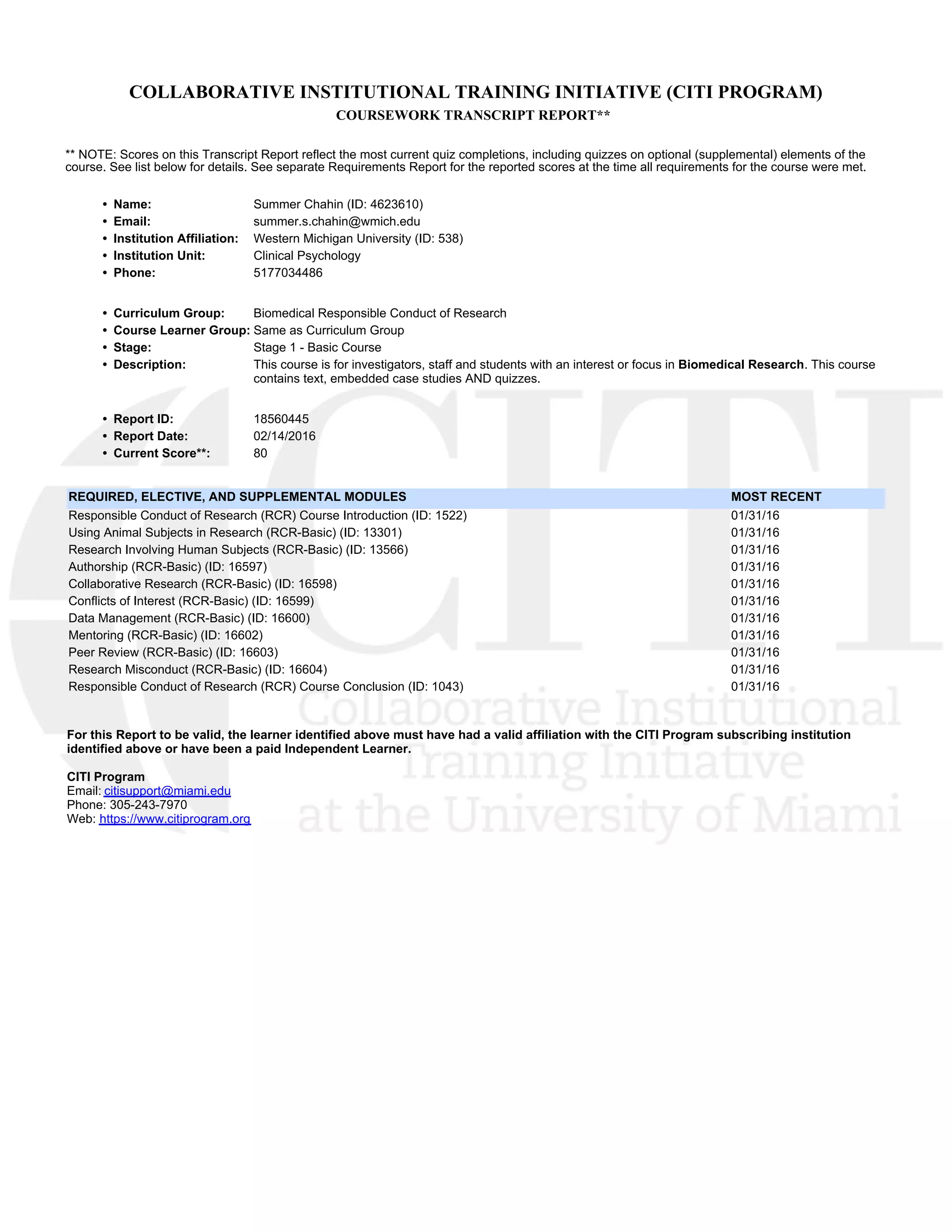 Biomedical responsibility citi training | PDF