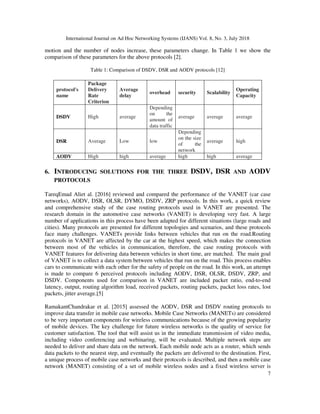 COMPARING THREE PROTOCOLS OF DODV, DSR, DSDV FOR VANET NETWORK | PDF