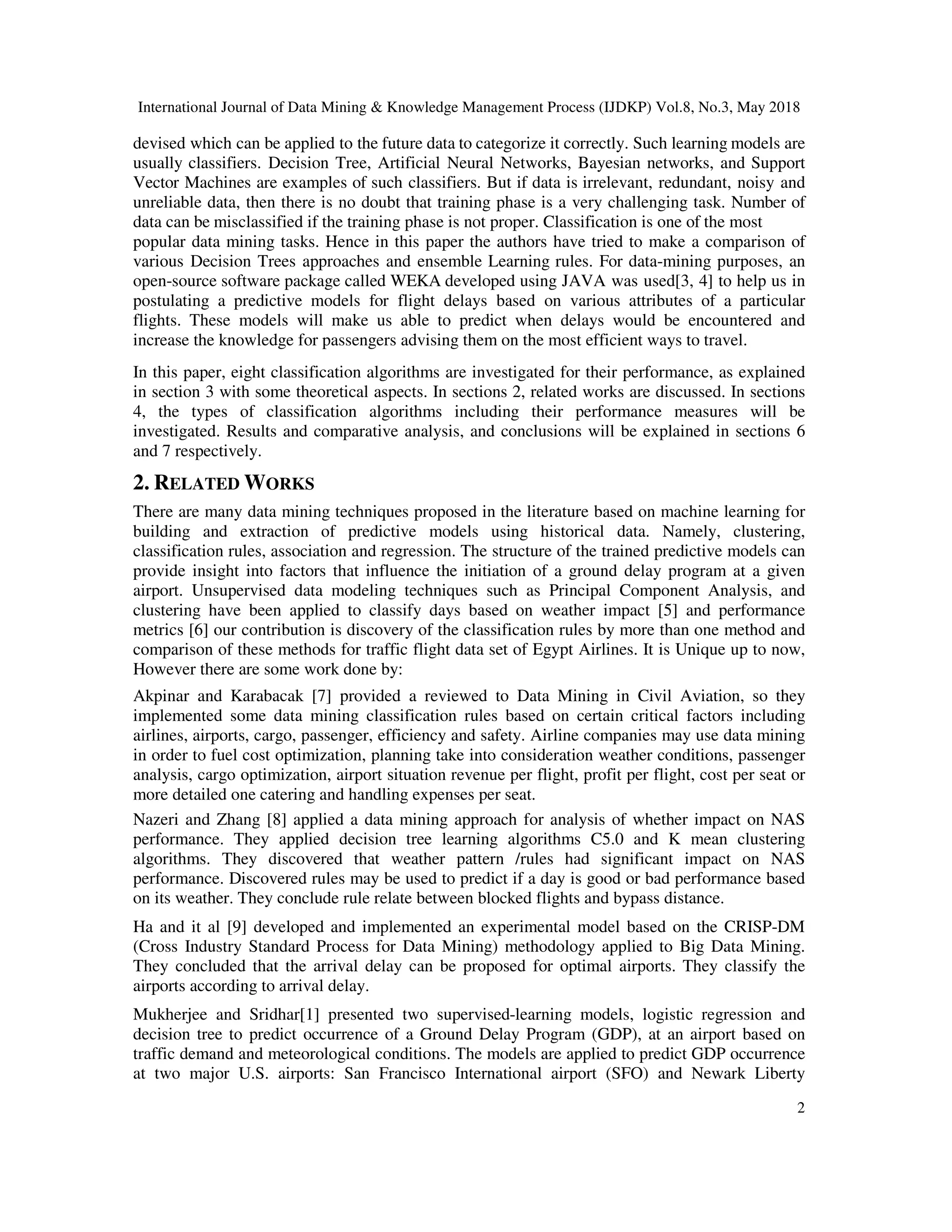 MACHINE LEARNING TECHNIQUES FOR ANALYSIS OF EGYPTIAN FLIGHT DELAY | PDF