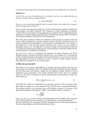USE OF PLS COMPONENTS TO IMPROVE CLASSIFICATION ON BUSINESS DECISION MAKING | PDF