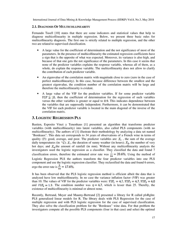 USE OF PLS COMPONENTS TO IMPROVE CLASSIFICATION ON BUSINESS DECISION ...