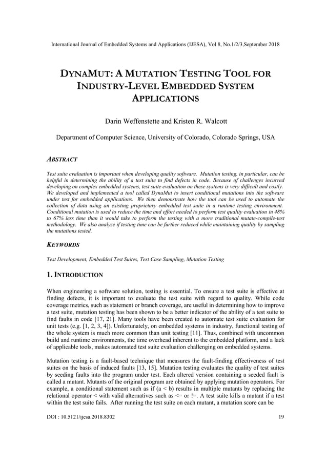 DYNAMUT: A MUTATION TESTING TOOL FOR INDUSTRY-LEVEL EMBEDDED SYSTEM ...