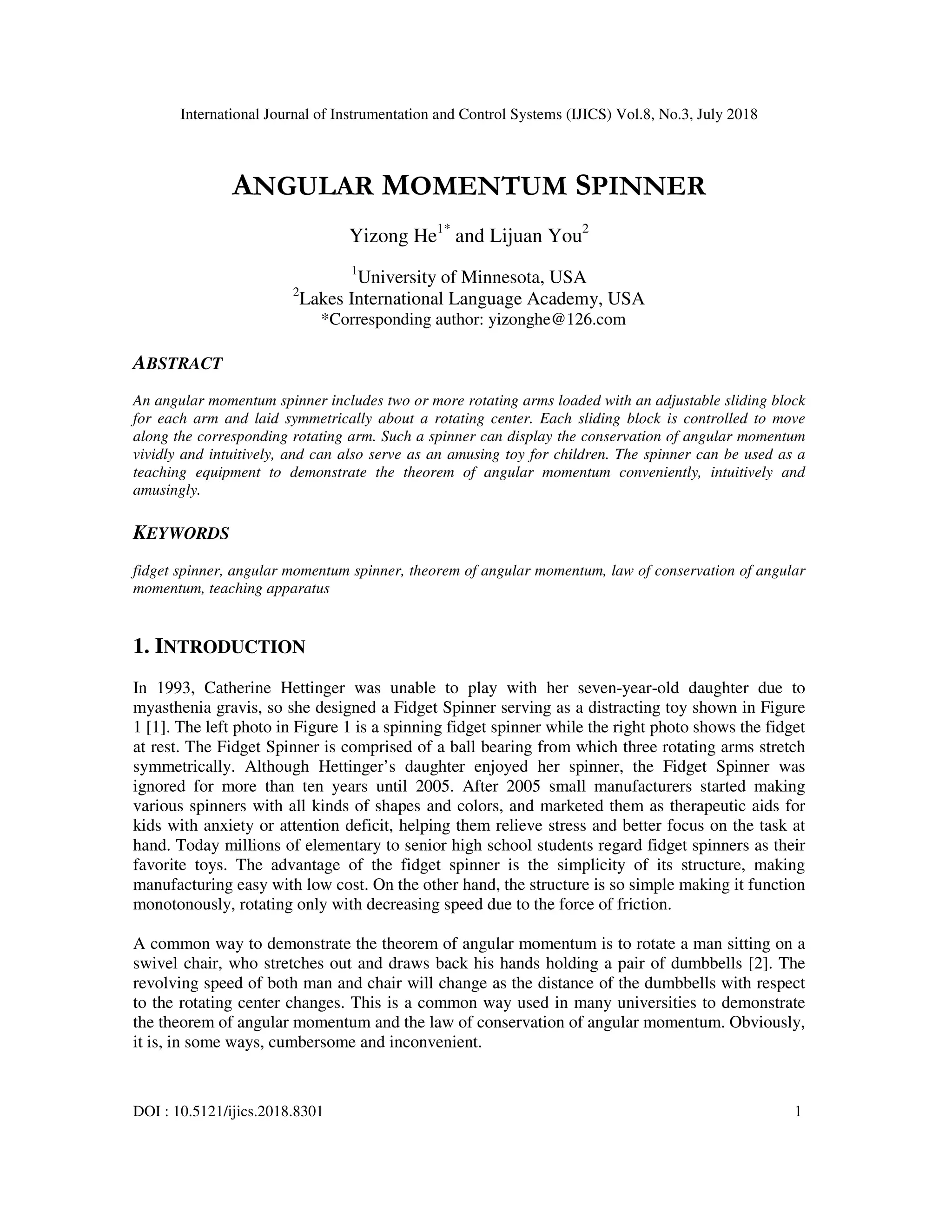 ANGULAR MOMENTUM SPINNER | PDF