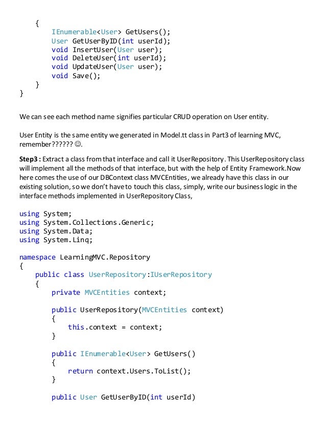Repository Pattern In Mvc3 Application With Entity Framework