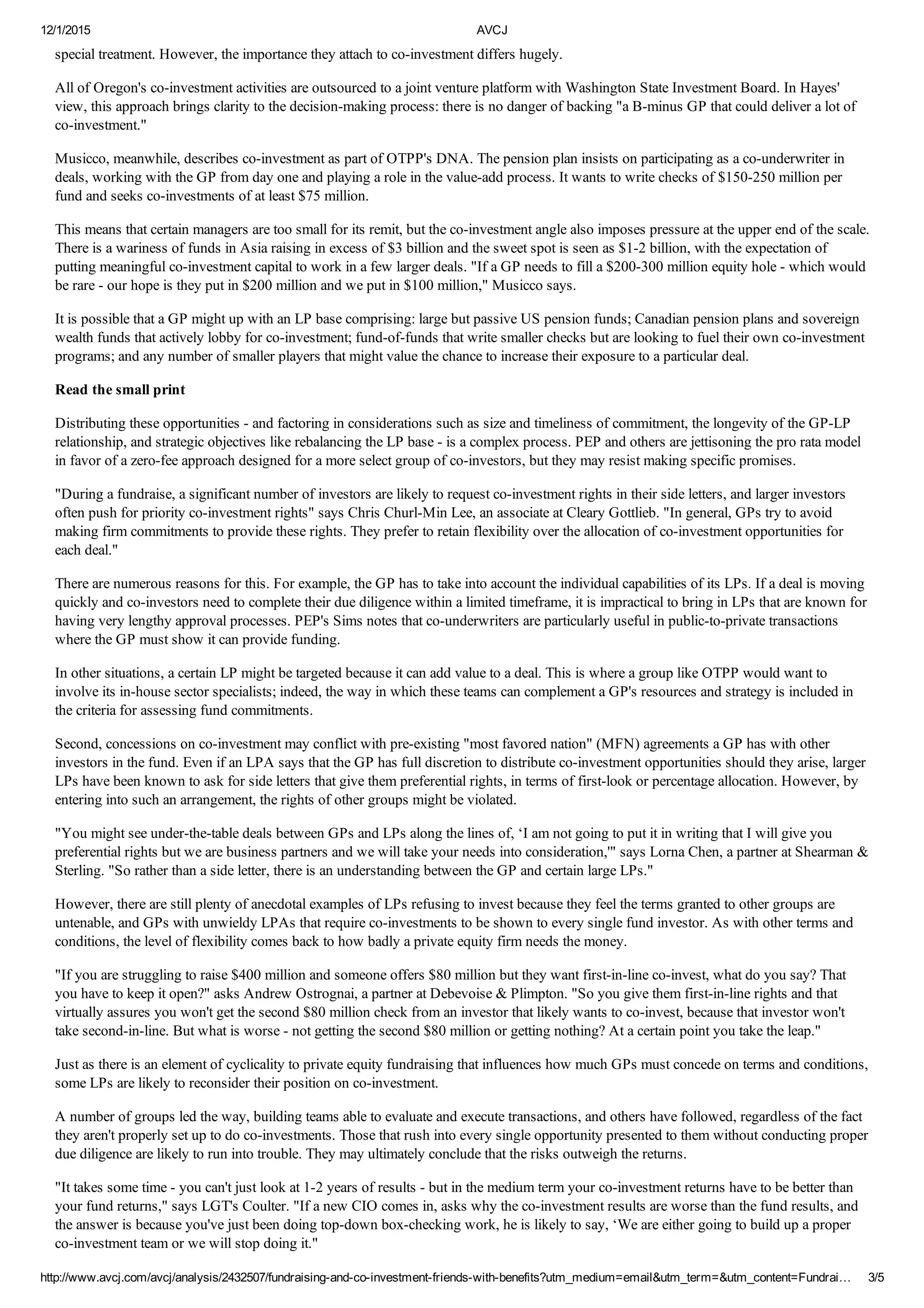AVCJ - Fundraising and co-investments - Friends with benefits | PDF ...