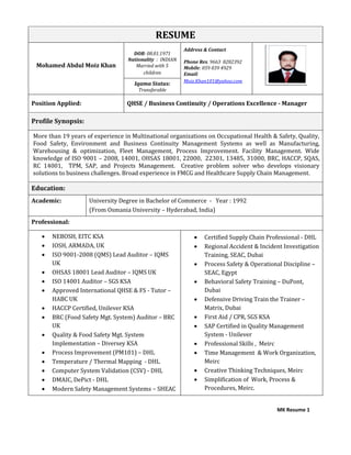 Moiz Khan - Resume (1) | PDF