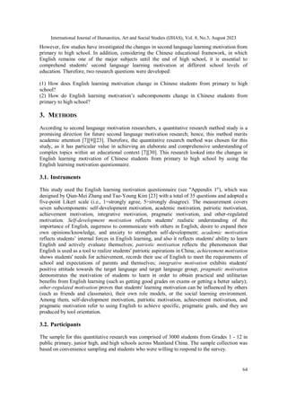 THE ENGLISH LEARNING MOTIVATION OF CHINESE STUDENTS: CROSS-GRADE SURVEY ...