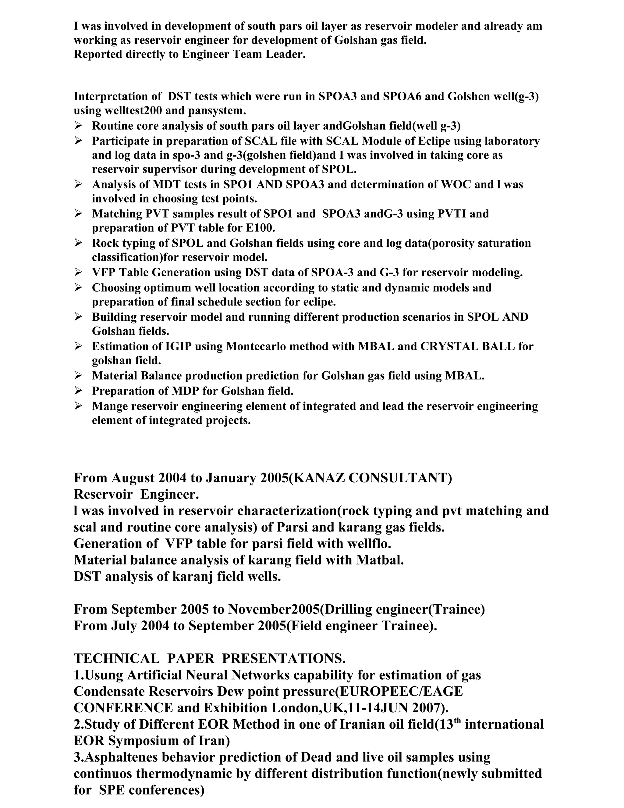 RESERVOIR ENGR CV(1) | DOC