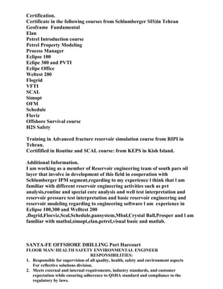 RESERVOIR ENGR CV(1) | PDF