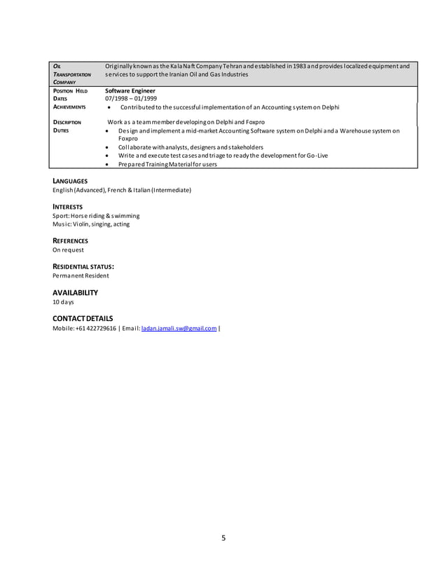 Resume for Ladan Jamali | PDF