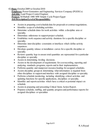 Ramiz Ahmed Sayed Reyad CV Updated as of Jan 2015 | DOCX