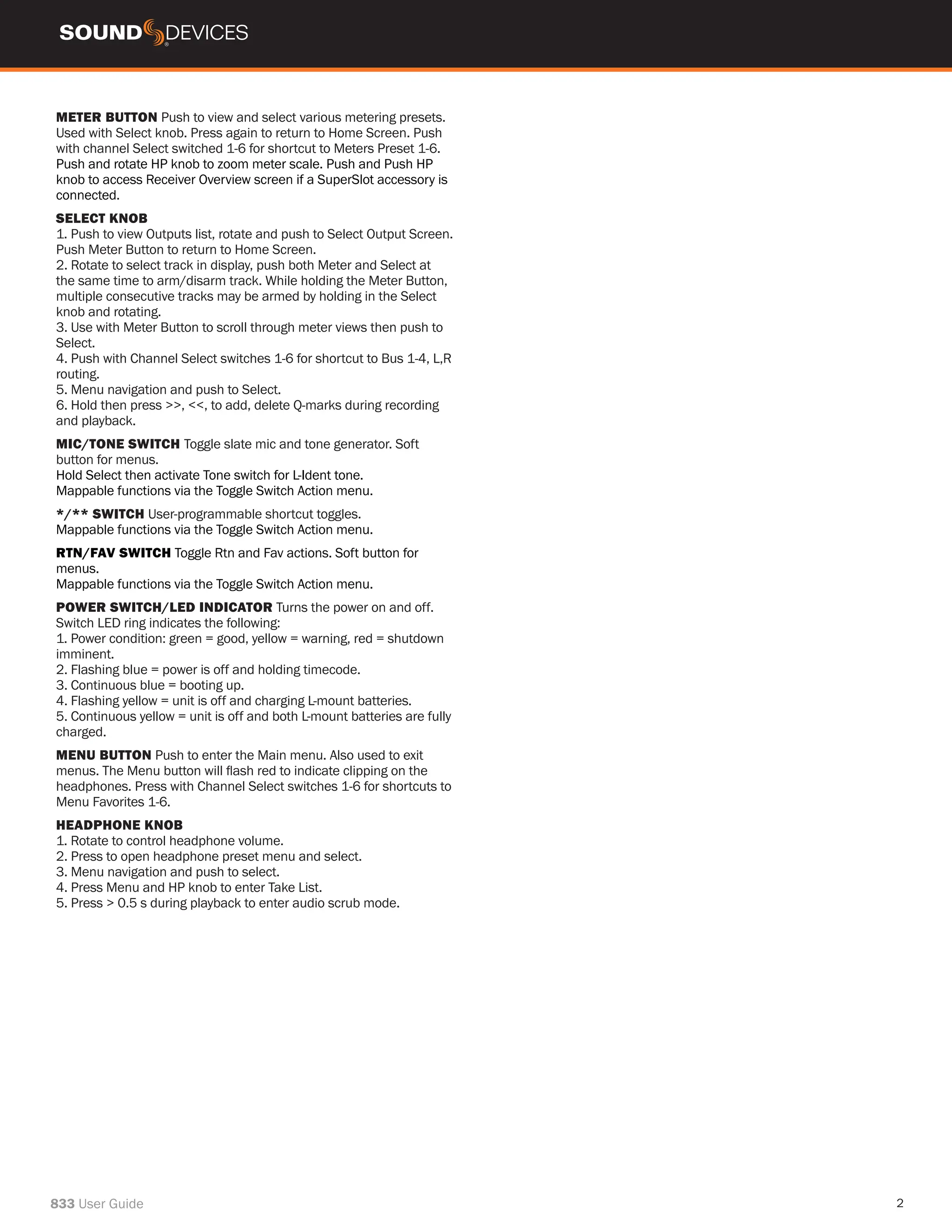 Sound Devices 833 recorder manual how to | PDF