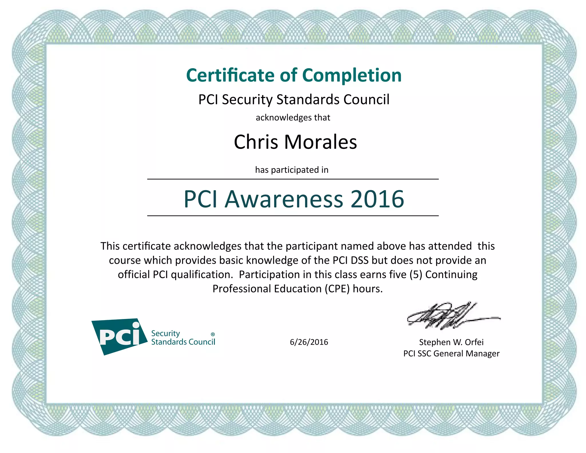 PCI Awareness 2016 | PPT