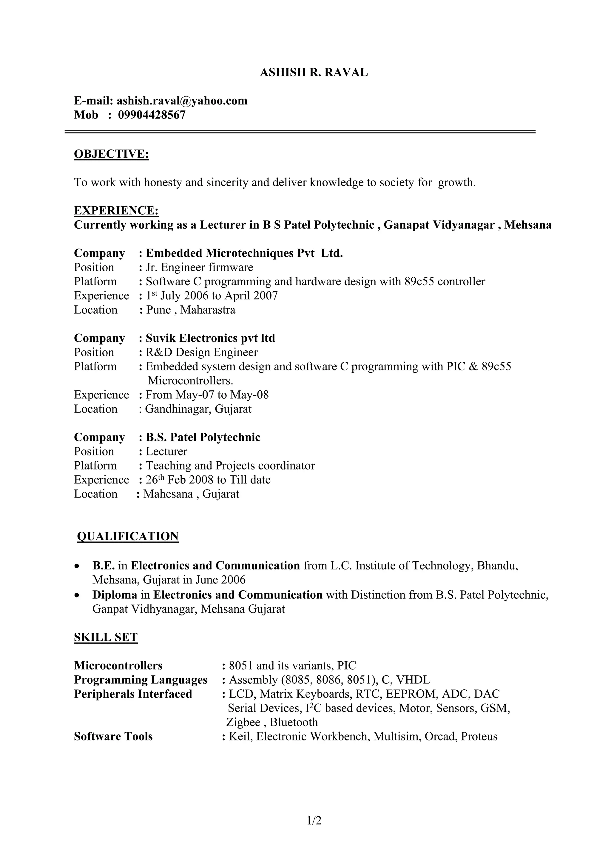 Ashish Resume | PDF | Technology & Computing