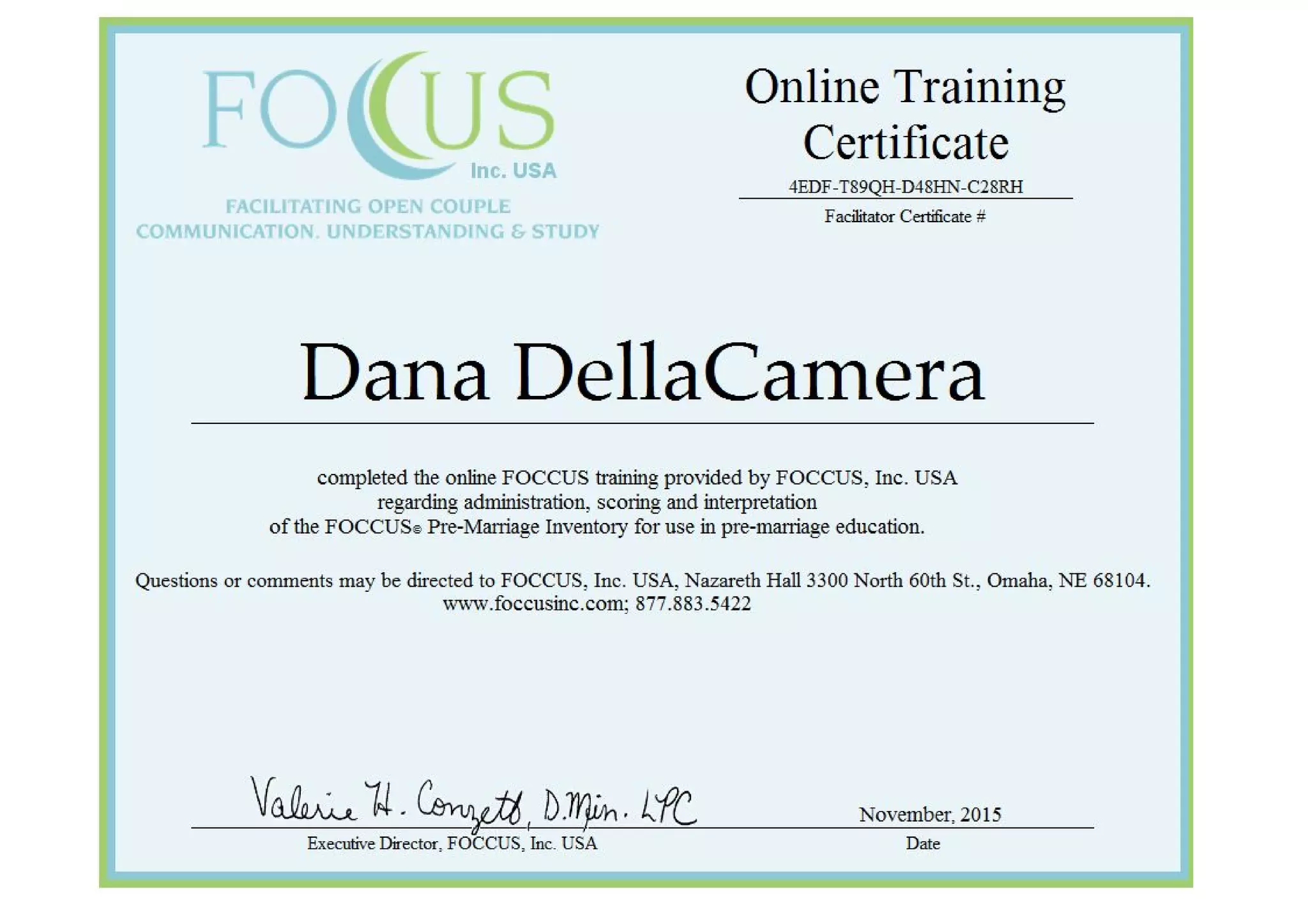 FOCCUS Facilitator Certificate | PDF
