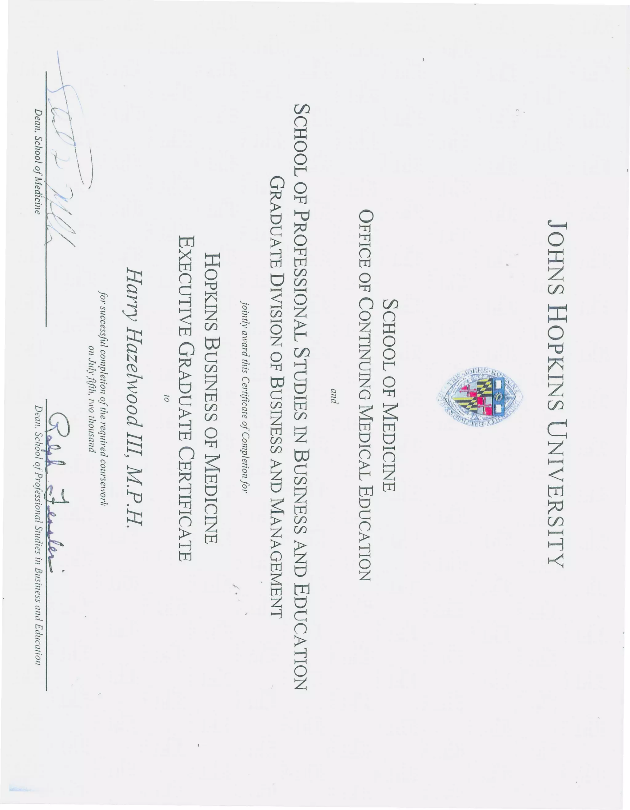 Hopkins Joint Certificate | PDF