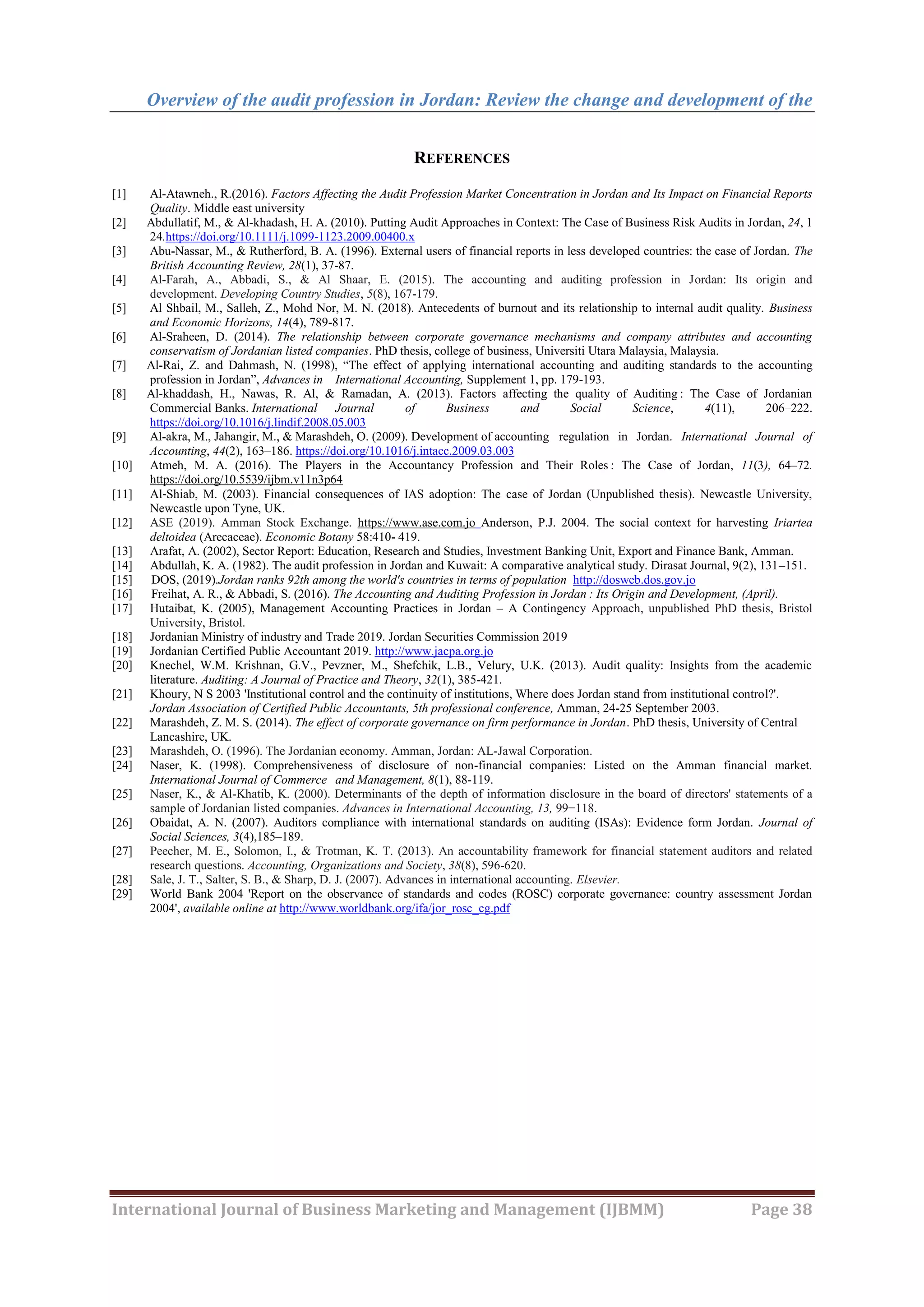 Overview of the audit profession in Jordan: Review the change and ...