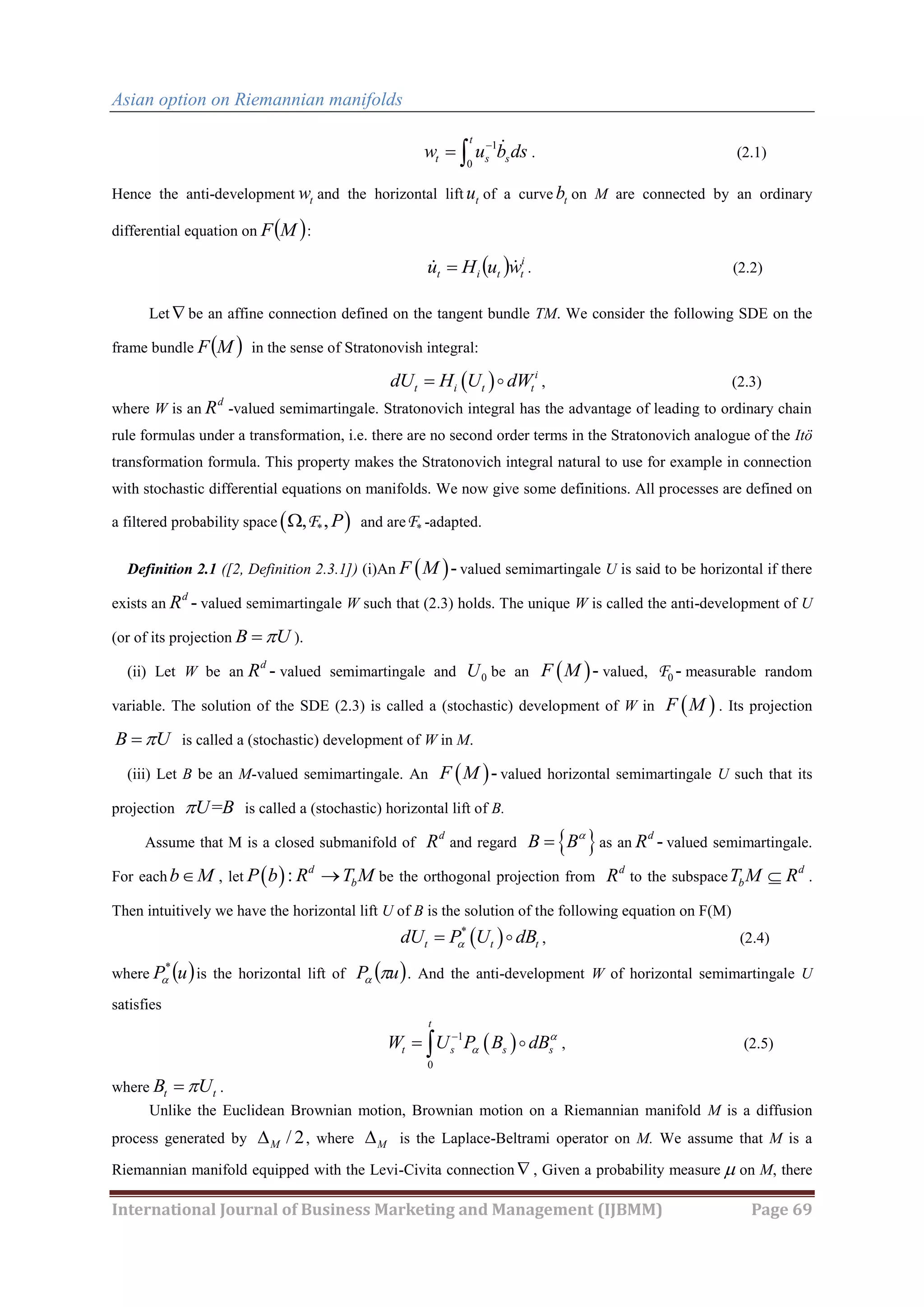 Asian option on Riemannian manifolds | PDF | Business Accounting & Finance | Business