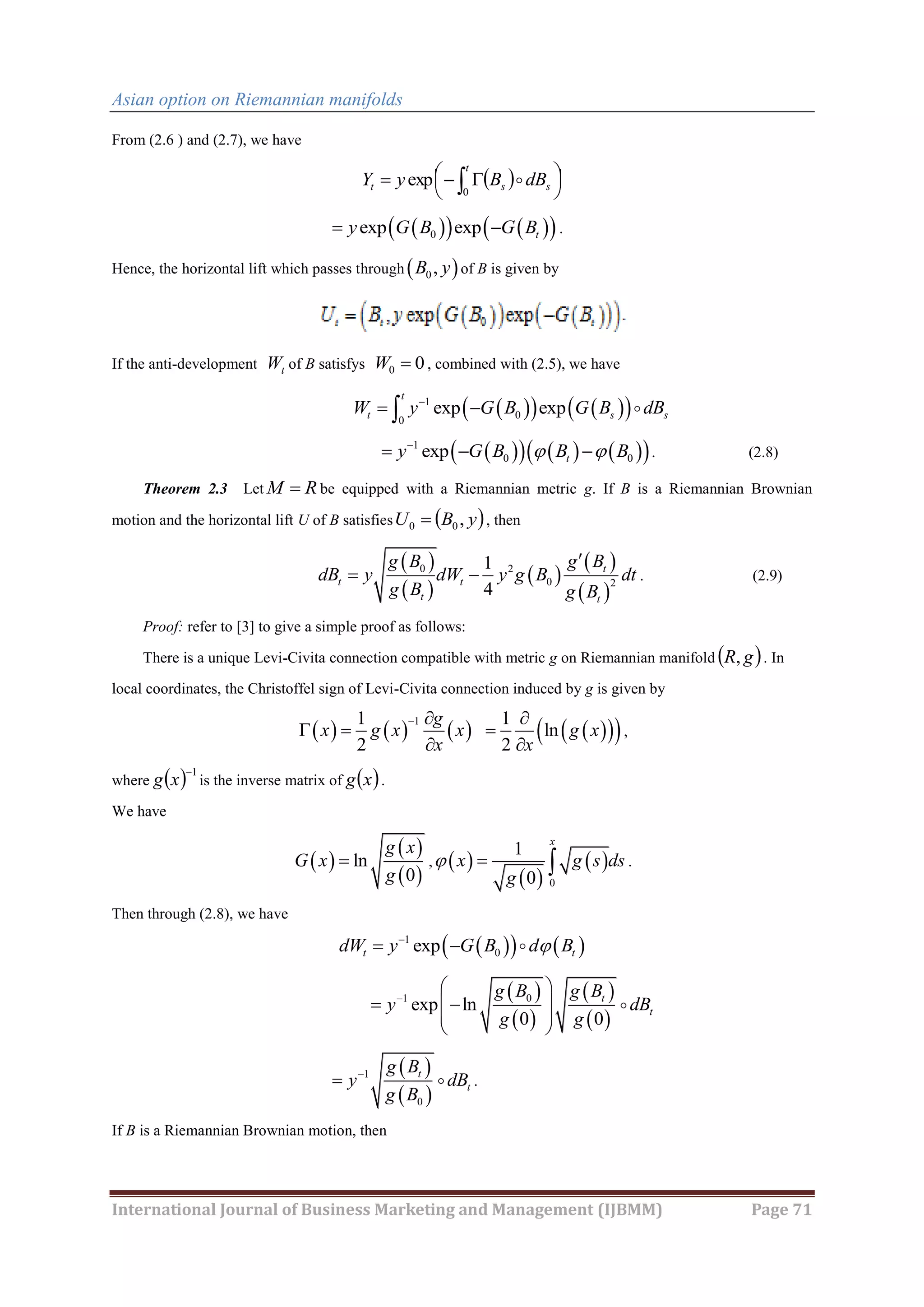 Asian option on Riemannian manifolds | PDF