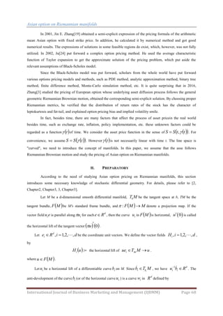 Asian option on Riemannian manifolds | PDF | Business Accounting & Finance | Business