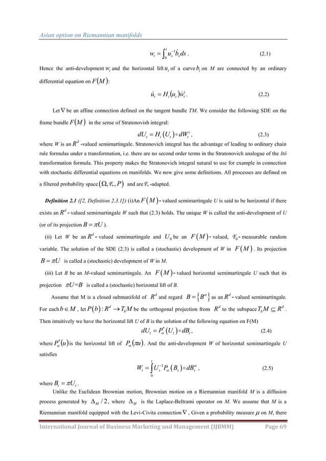 Asian option on Riemannian manifolds | PDF