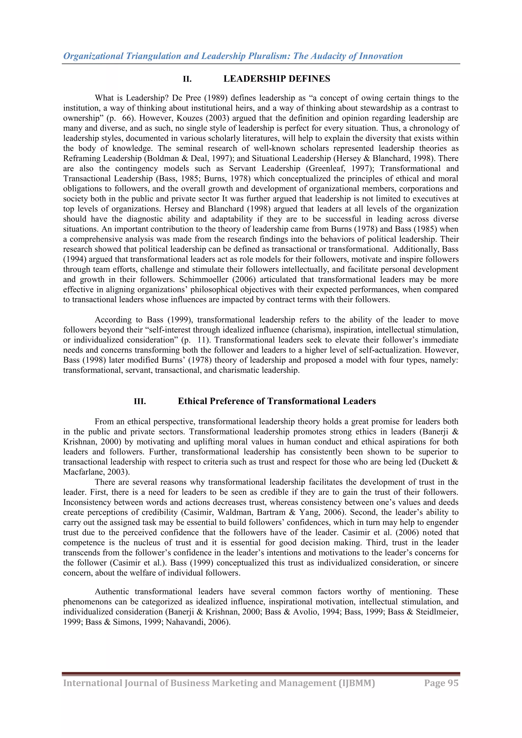 Organizational Triangulation and Leadership Pluralism: The Audacity of Innovation | PDF