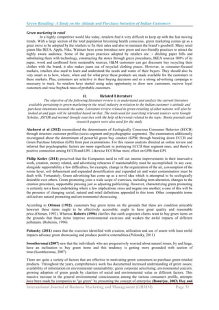 Green Retailing: A Study on the Attitude and Purchase Intention of ...