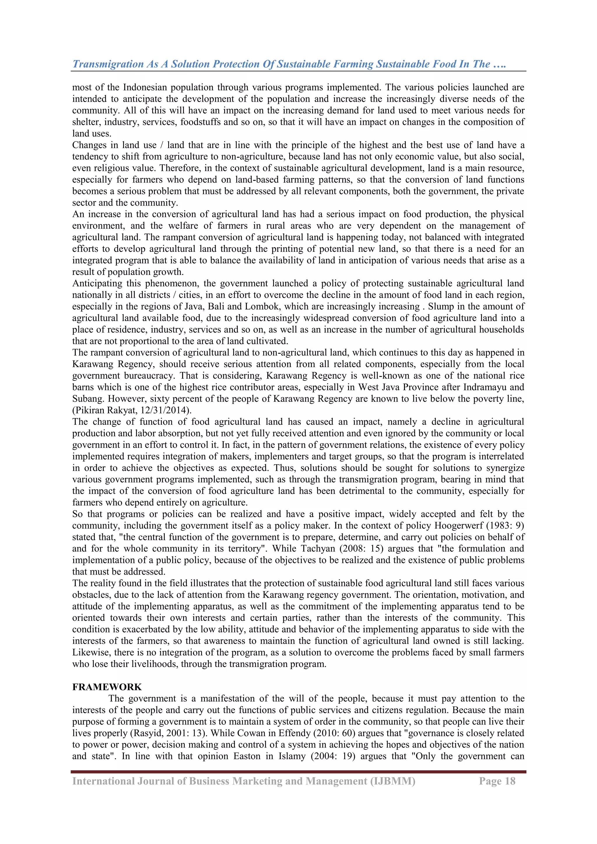 Transmigration As A Solution Protection Of Sustainable Farming ...