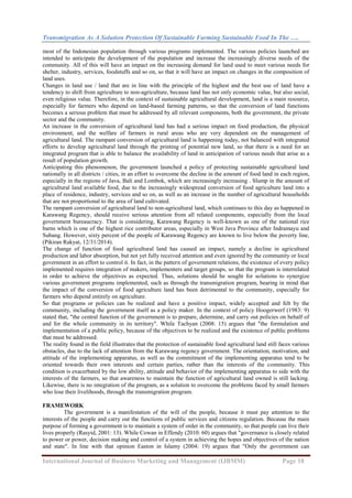 Transmigration As A Solution Protection Of Sustainable Farming ...