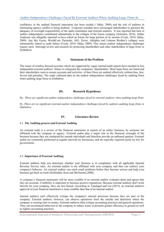 Auditor Independence Challenges Faced By External Auditors When ...