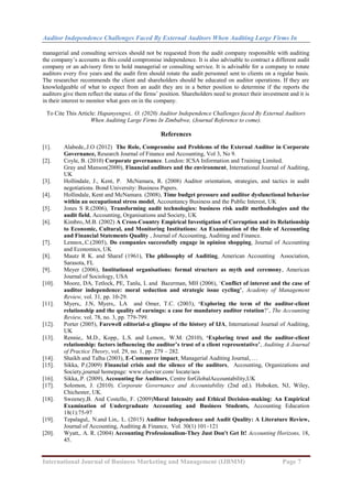 Auditor Independence Challenges Faced By External Auditors When ...