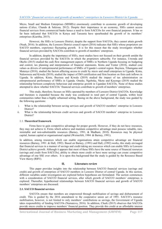 Saccos’ Financial Services and Growth of Members’ Enterprises in ...