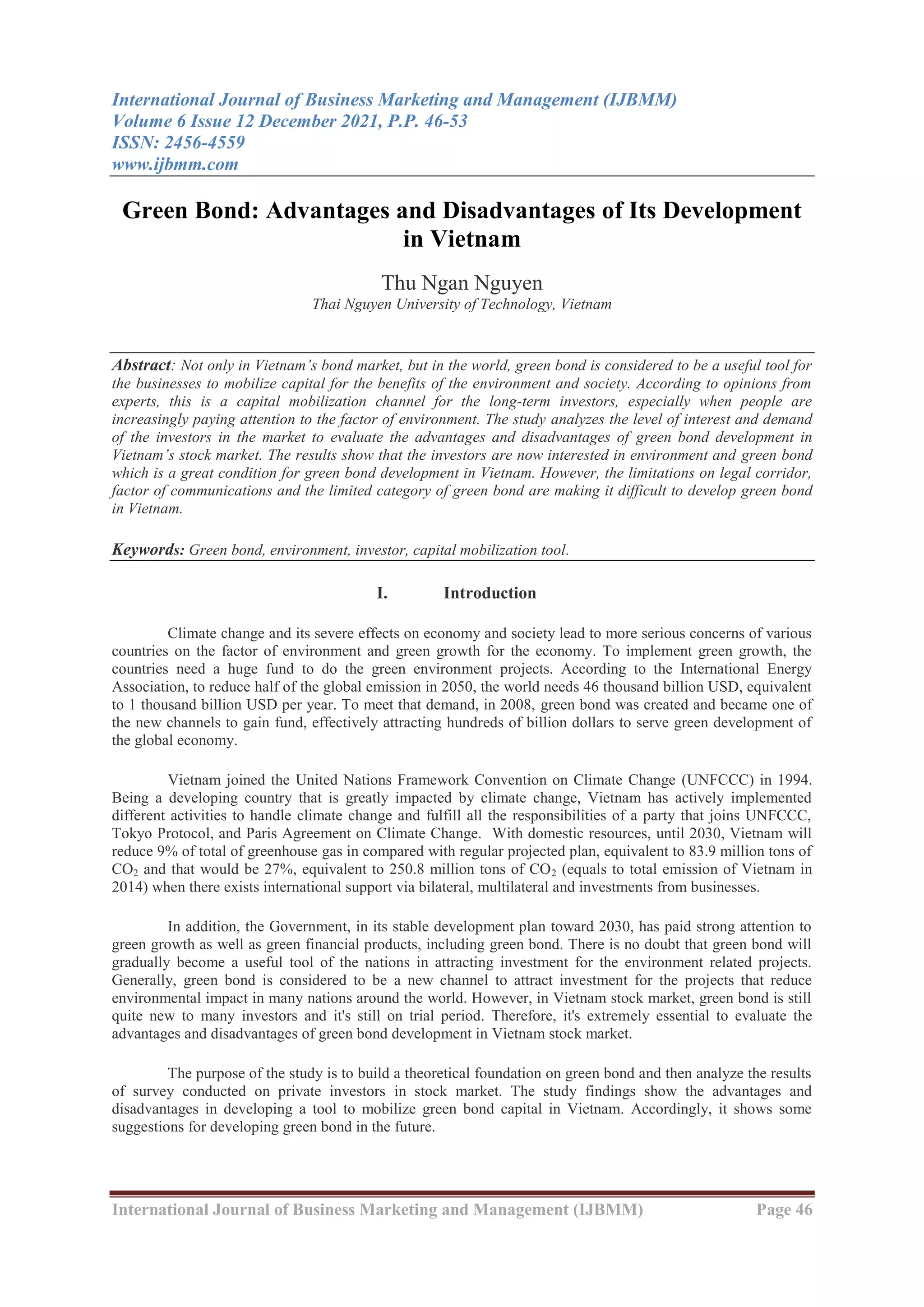 Green Bond: Advantages and Disadvantages of Its Development in Vietnam ...