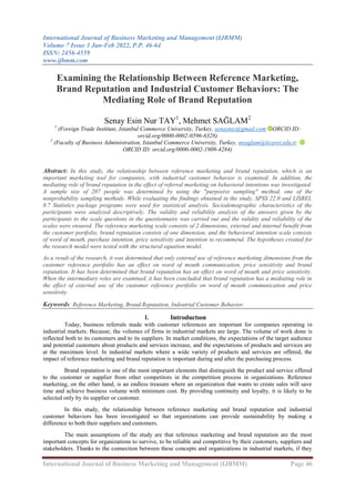 Examining the Relationship Between Reference Marketing, Brand ...