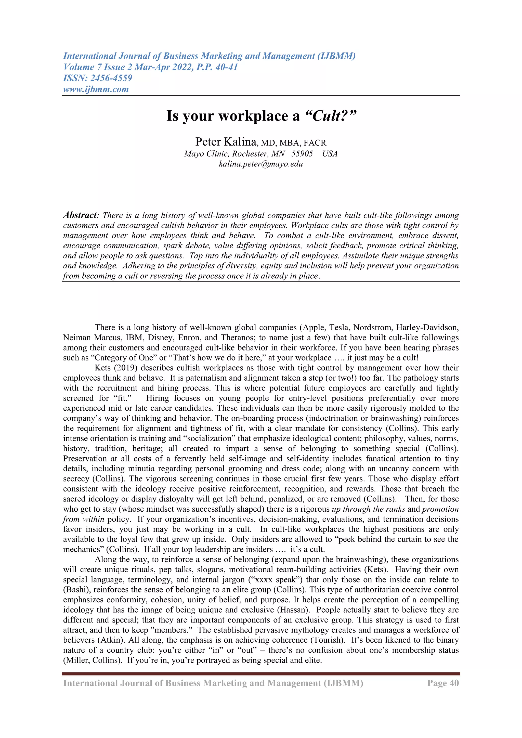 Is your workplace a “Cult?” | PDF