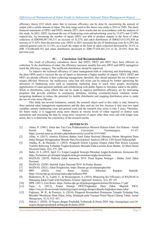 Efficiency of Management of Zakat Funds in Indonesian National Zakat Management Organizations ...