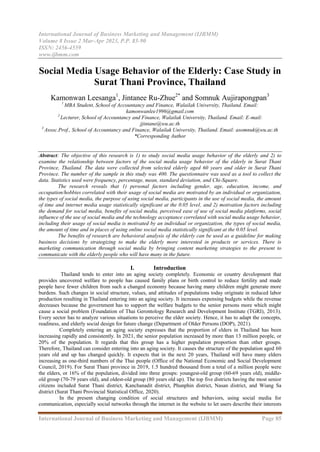 Social Media Usage Behavior of the Elderly: Case Study in Surat Thani ...