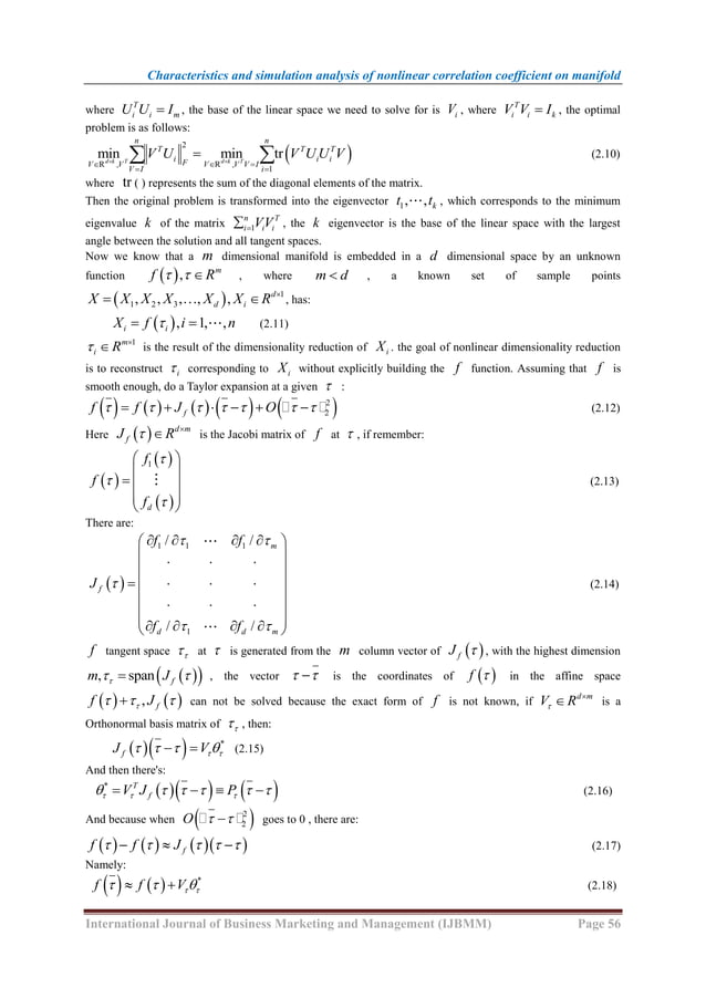 Characteristics and simulation analysis of nonlinear correlation coefficient on manifold | PDF